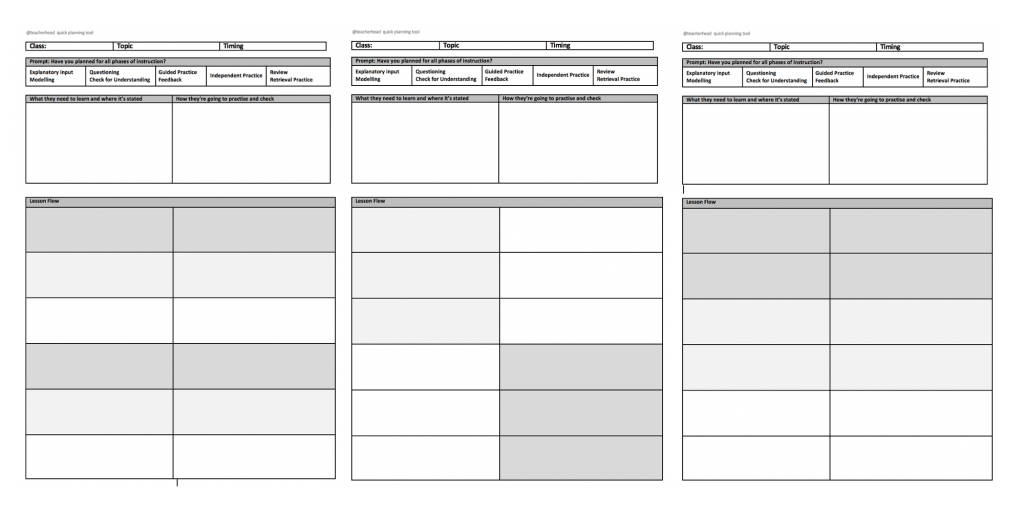The @teacherhead planning tool. Draft – teacherhead
